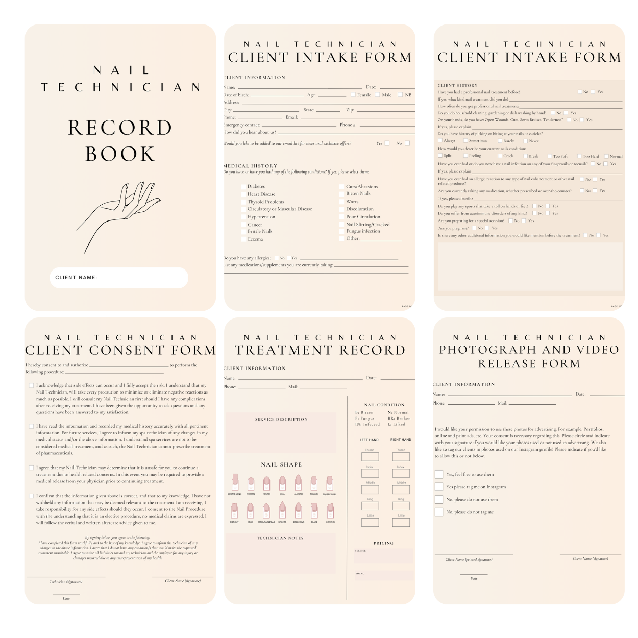 Nail Technician Digital Forms and Record Book – Beauty Therma