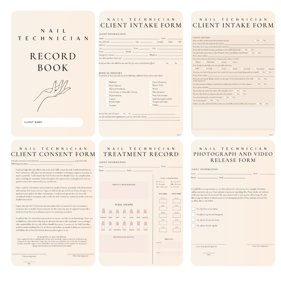 Nail Technician Digital Forms and Record Book – Beauty Therma
