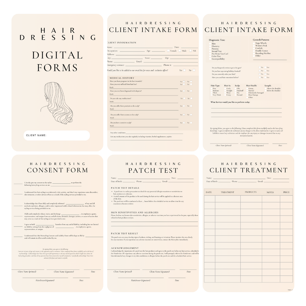 Hairdressing Digital Forms Bundle – Beauty Therma